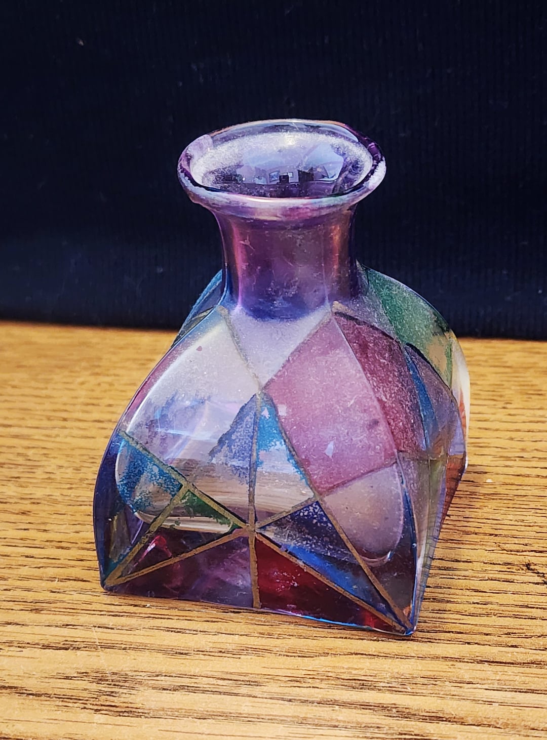 Vintage Art Glass Perfume Bottle Multi-color W/o Stopper - Etsy