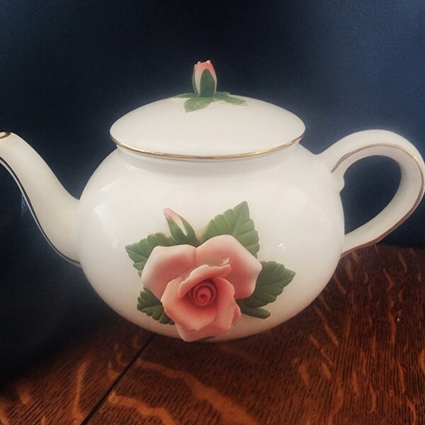Pink Rose Teapot - Etsy