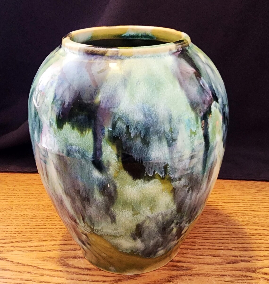 Vintage Green Turquoise Drip Pottery Vase - Etsy