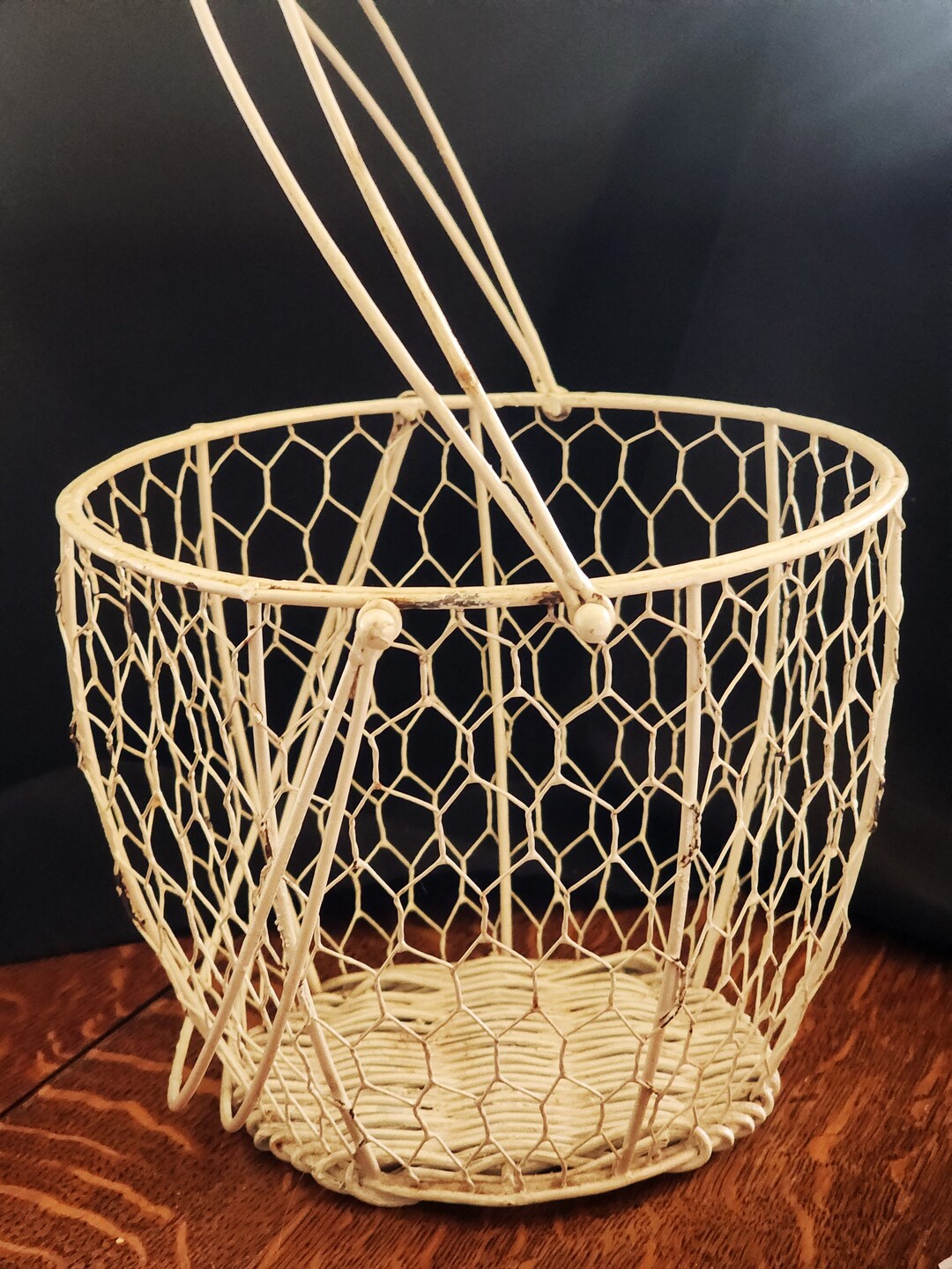 Vintage Wire & Wicker Basket With Handles - Etsy