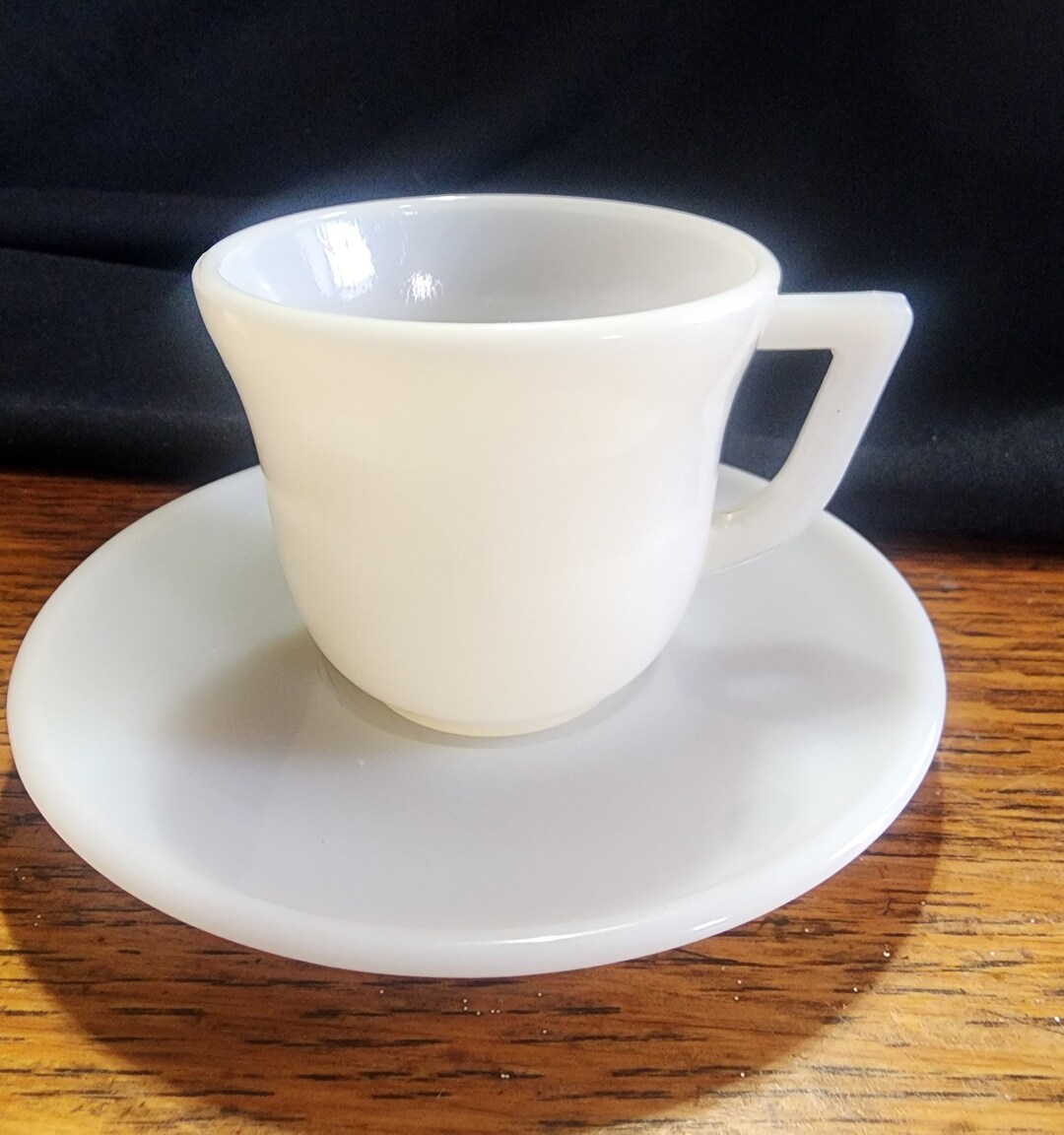 Vintage Milk Glass Cup and Saucer - Etsy