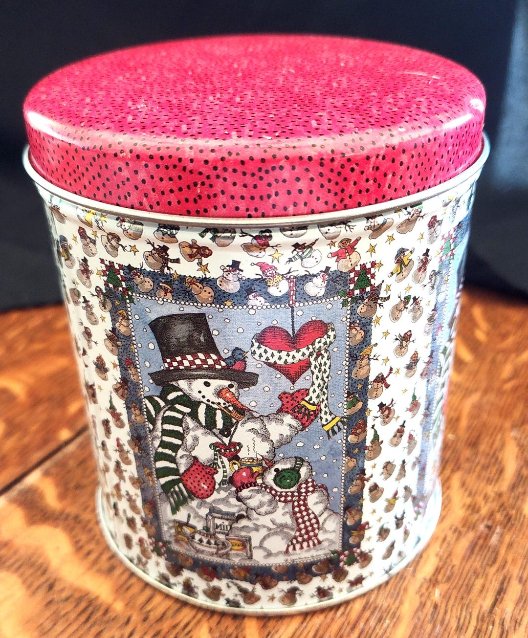 Vintage Snowman Tin - Etsy
