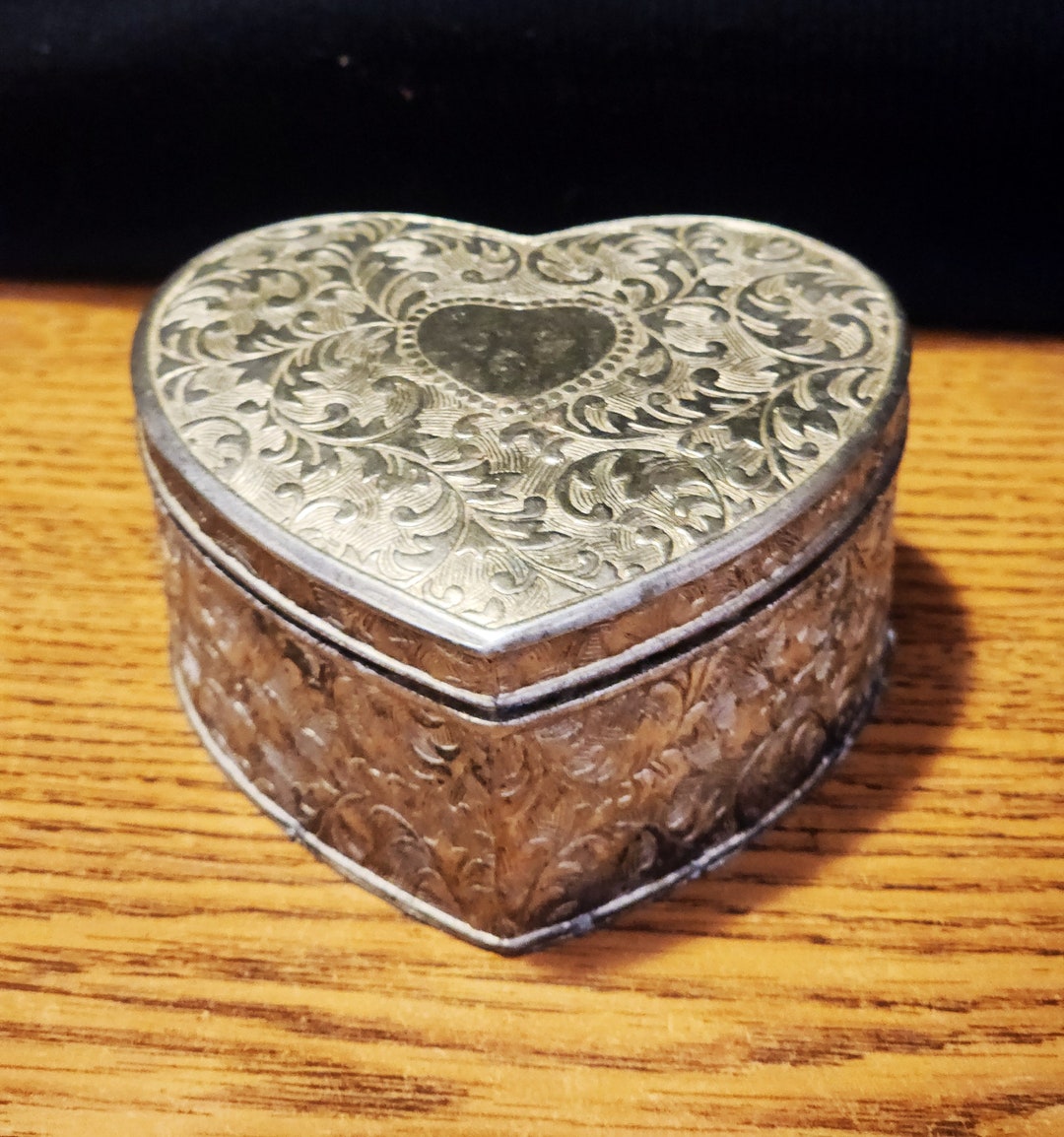 Vintage Silver Plated Heart Shaped Box With Velvet Inside - Etsy