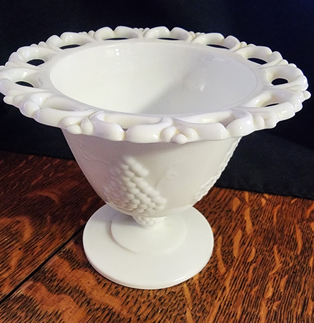 Vintage Milk Glass Desert Server - Etsy