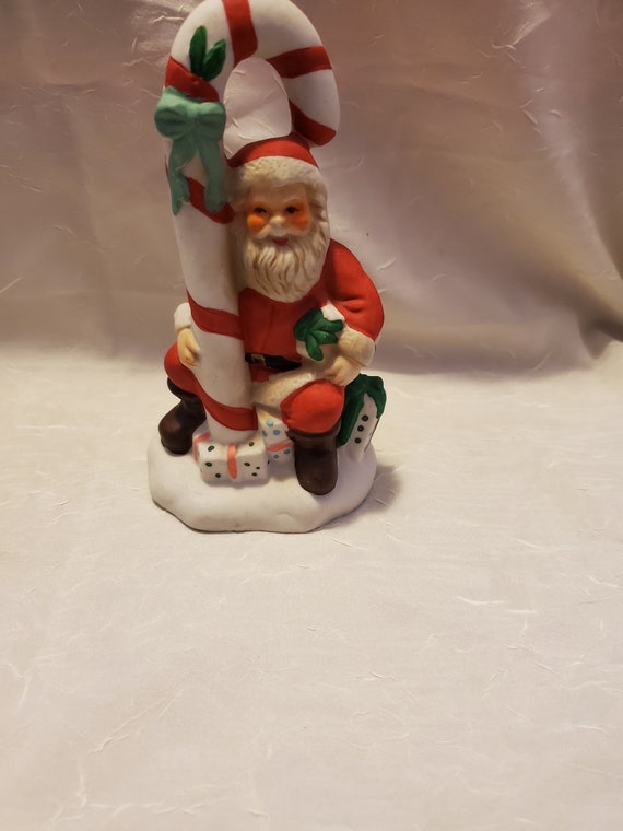 Vintage Santa With Candy Cane Figurine - Etsy