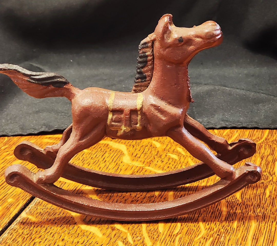 Vintage Cast Iron Rocking Horse - Etsy