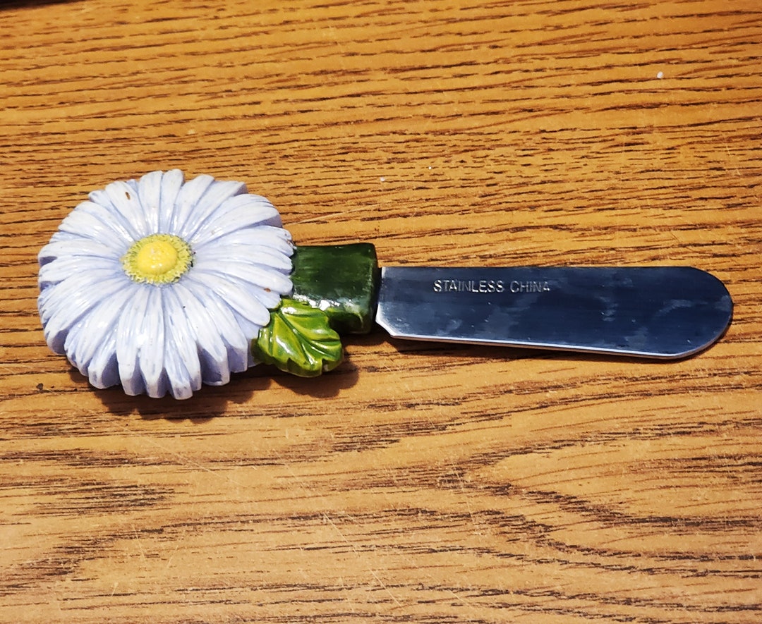 Vintage Daisy Ceramic Flower Stainless Steel Cheese Spreader - Etsy