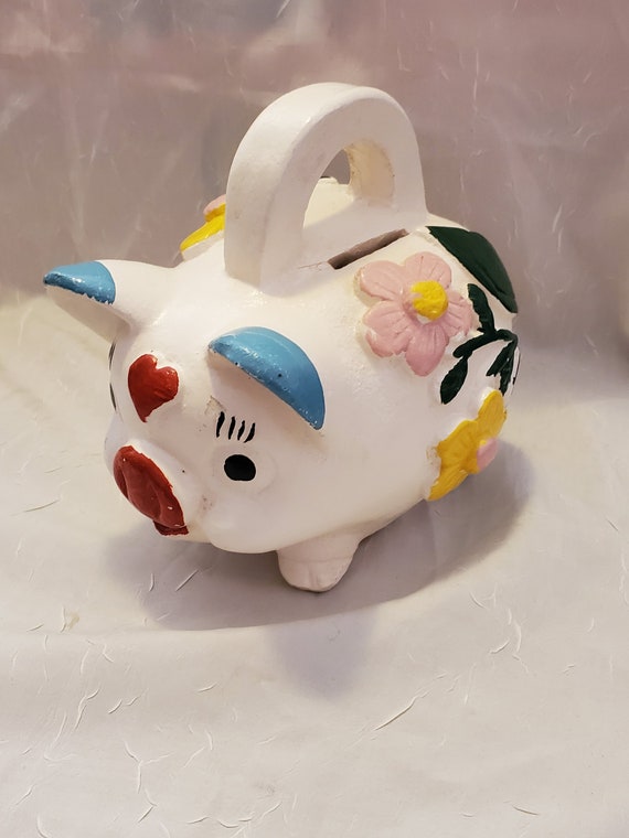 Vintage 1970's Mexico Piggy Bank With Pink and Yellow - Etsy