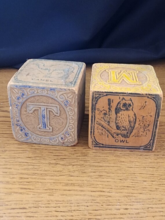 Vintage 2 Wood Blocks Large - Etsy