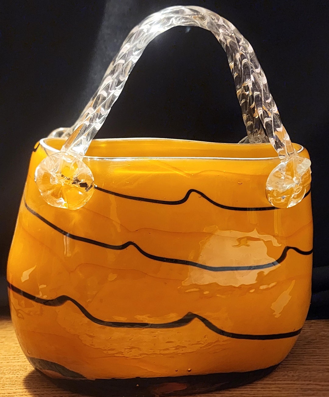 Vintage 10" X 9" X 4" Blown Glass Purse Vase - so Beautiful! - Etsy