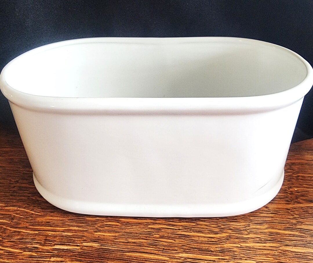 Vintage 5" X 9" Rectangle Enamel Planter - Etsy