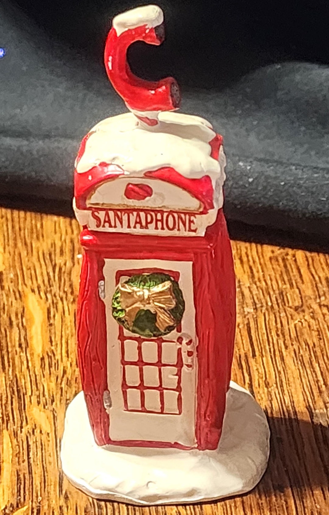 Vintage Porcelain Red 4 1/2" Santa Phone Booth for Village - Etsy