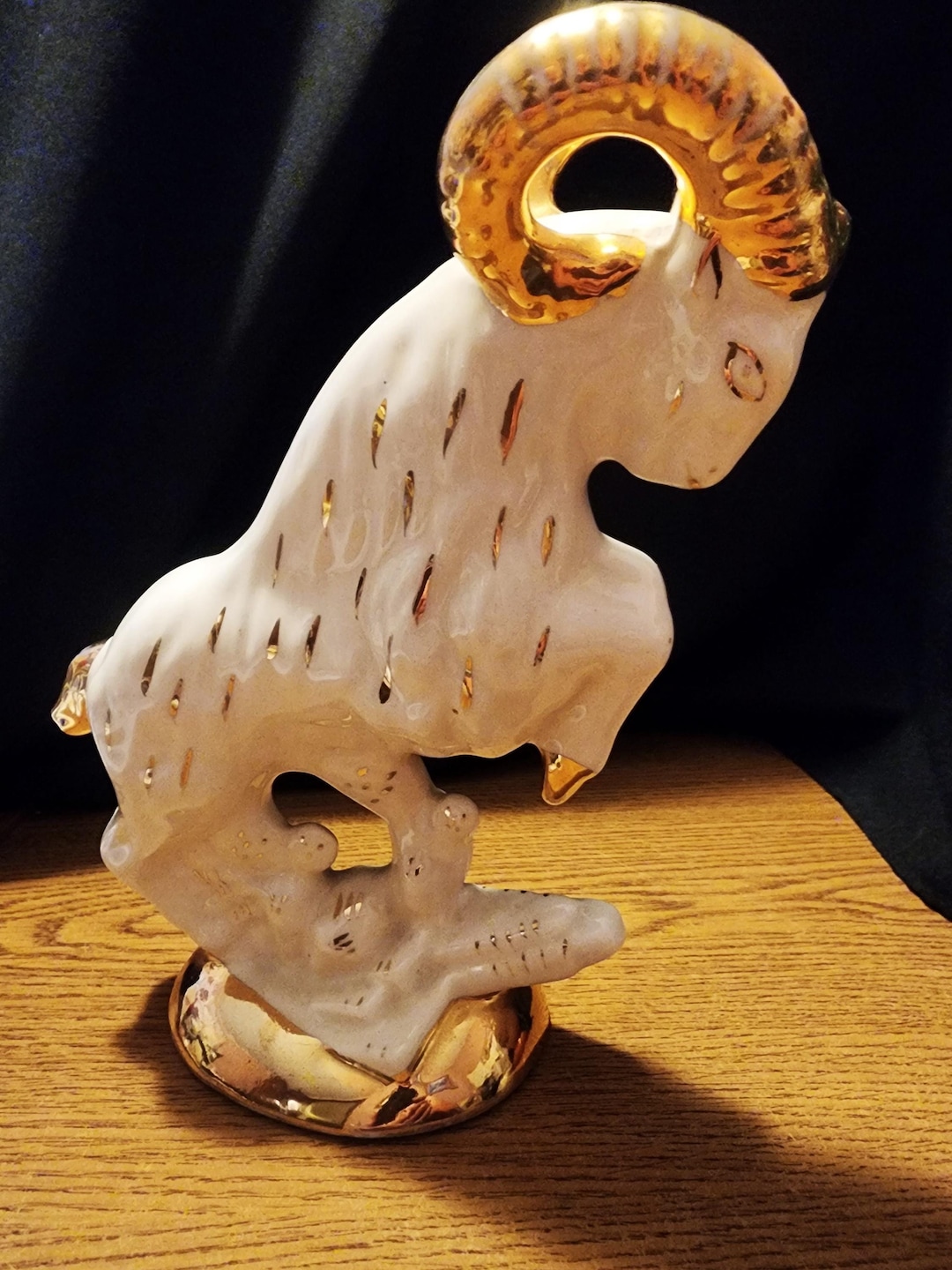 Vintage Artist Made Ram With Gold Trim - Etsy