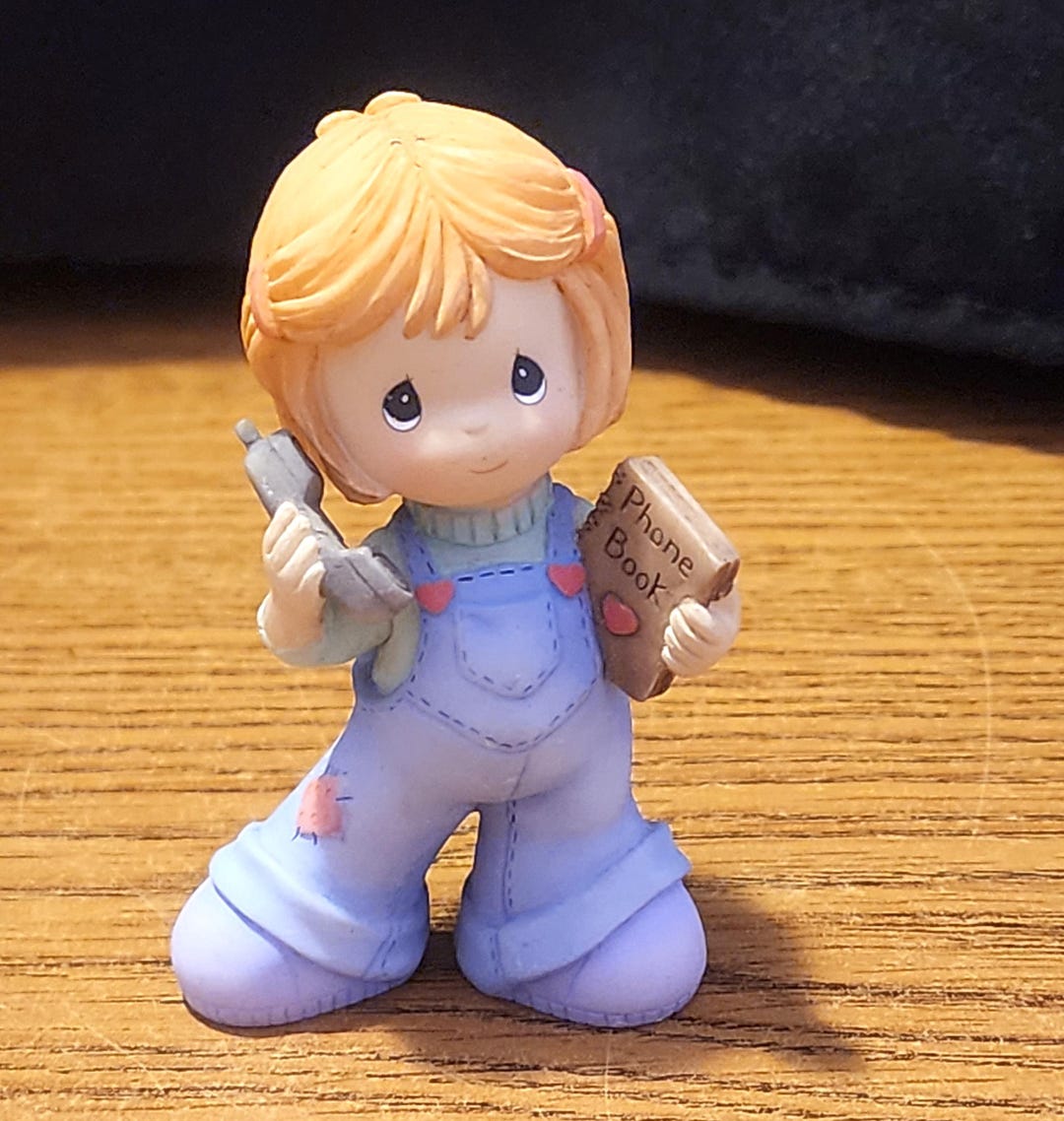 Vintage 2000 Precious Moment Girl Holding a Phone and a Phone Book - Etsy