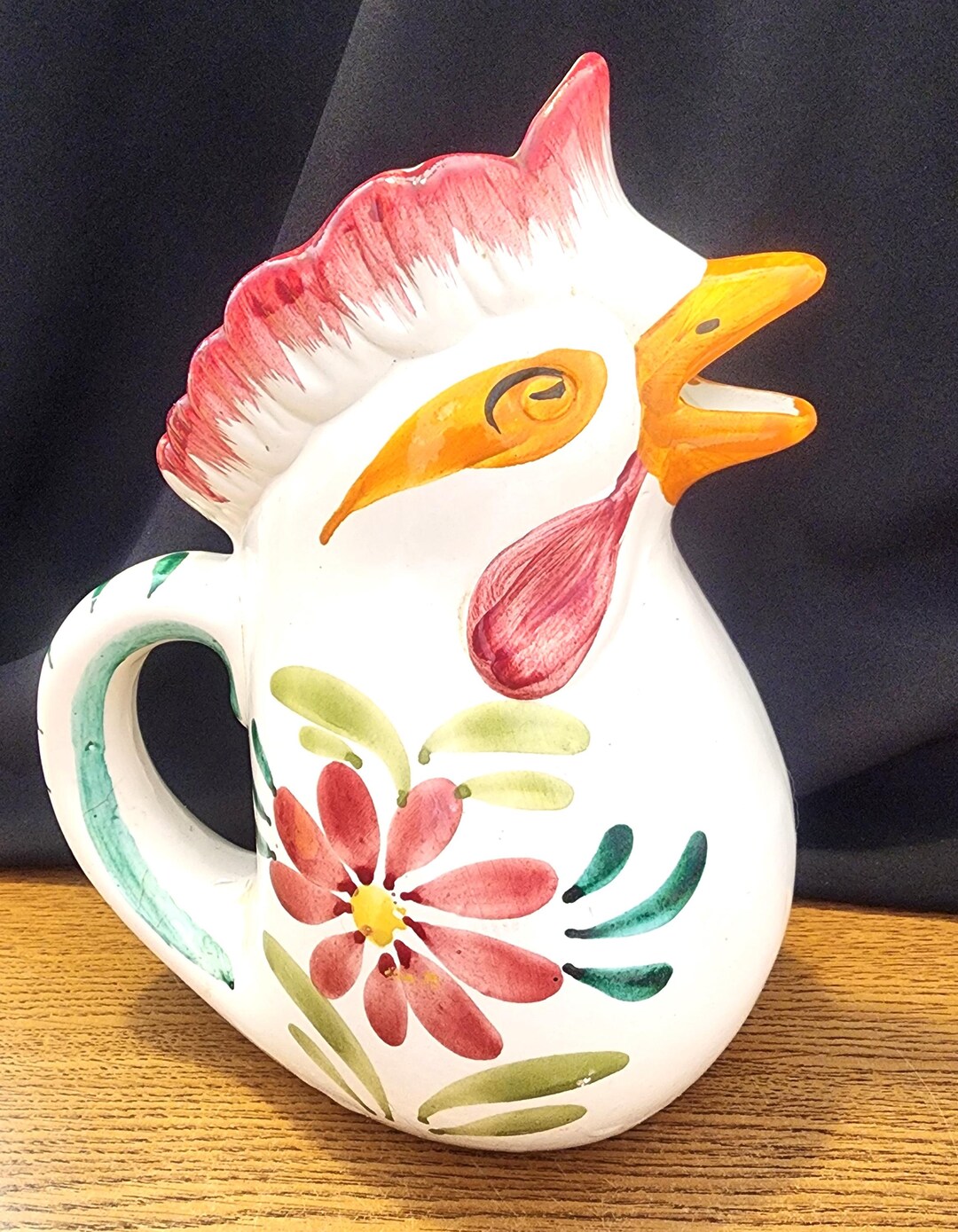 Vintage 11" Italian Hand Painted Deruta Rooster Pitcher- Pretty! - Etsy