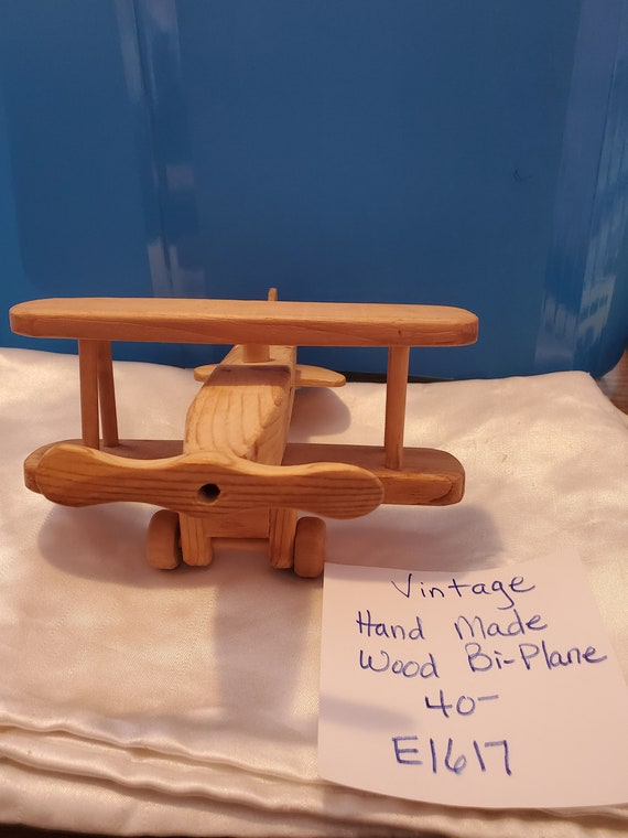 Vintage Hand Made Wood Bi-plane - Etsy