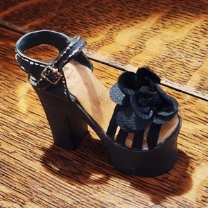 Vintage Black Stiletto High Heel Miniature Sandel With Bows - Etsy