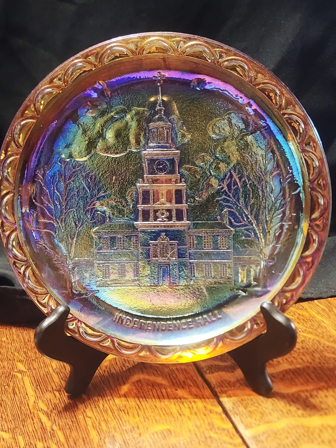 Vintage Indiana Amber Carnival Glass Wall Plate of Independence Hall - Etsy