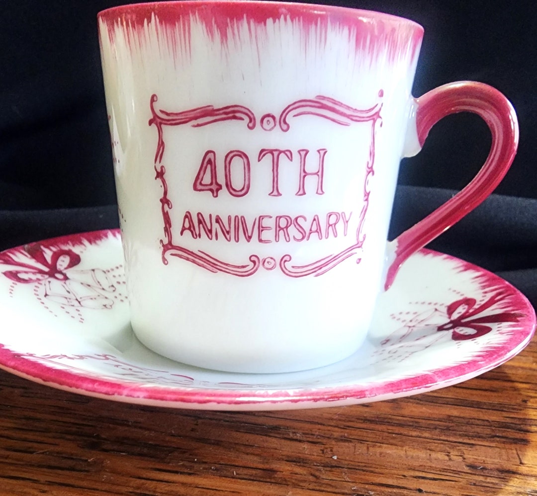 Vintage Set of 40th Anniversary Tea Cup and Saucer - 2 in Set - Etsy