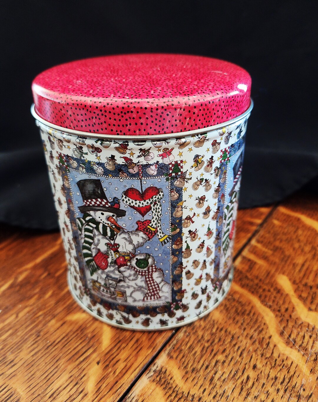 Vintage Snowman Tin - Etsy