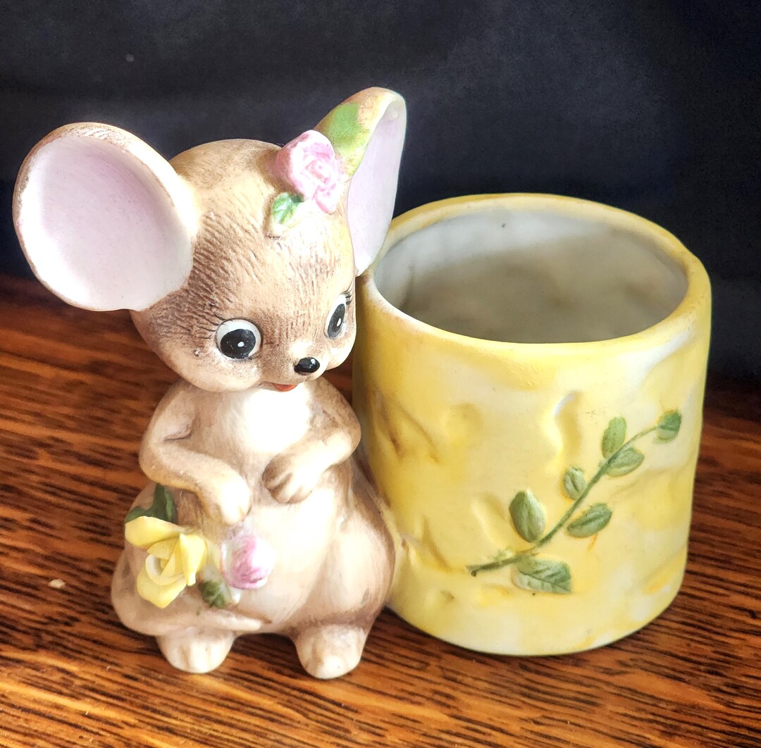 Vintage Hand Painted Korea Mouse With Candle Holder - Etsy