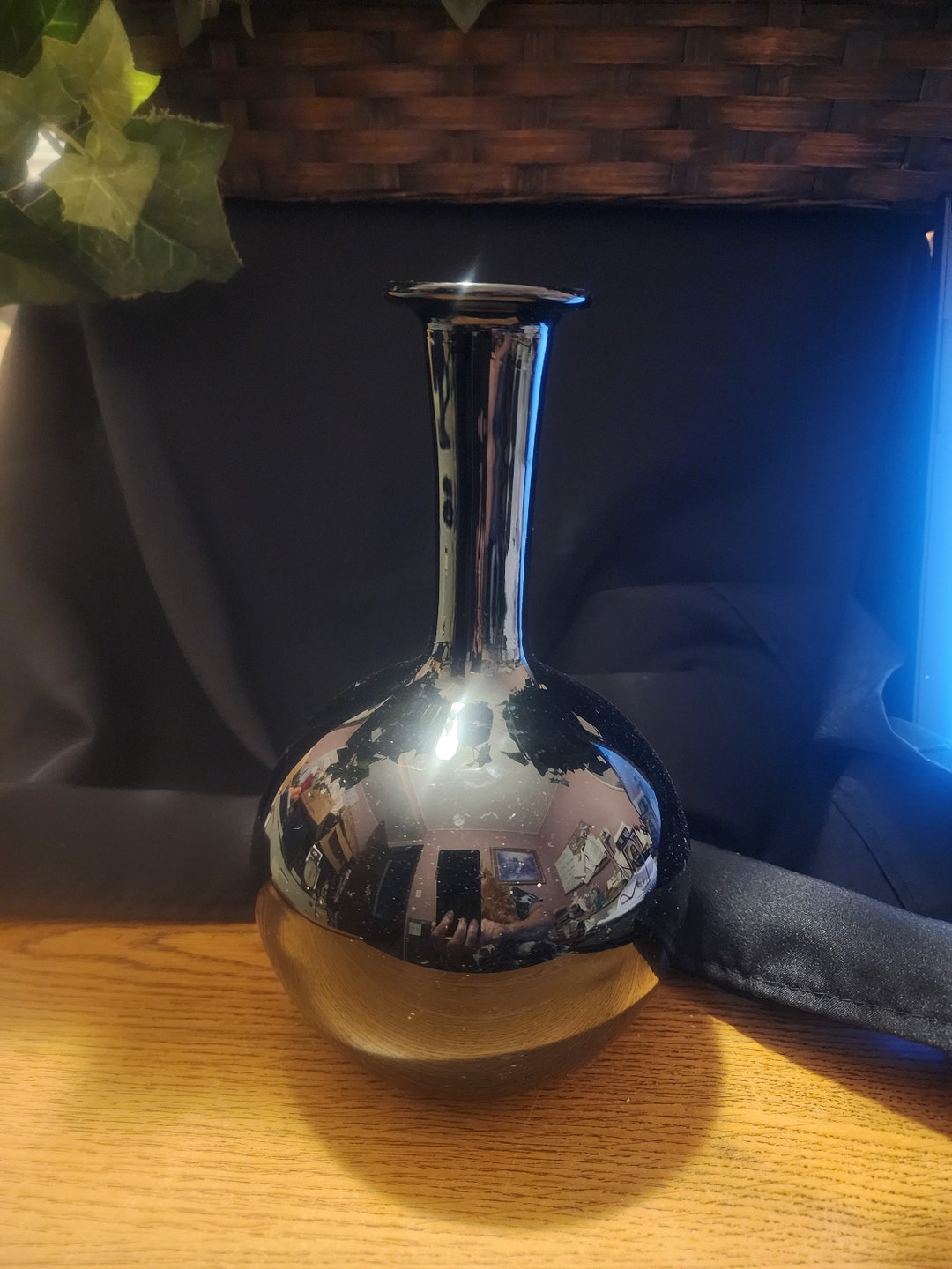 Vintage Black Glass 9" Bottle PV France - Etsy