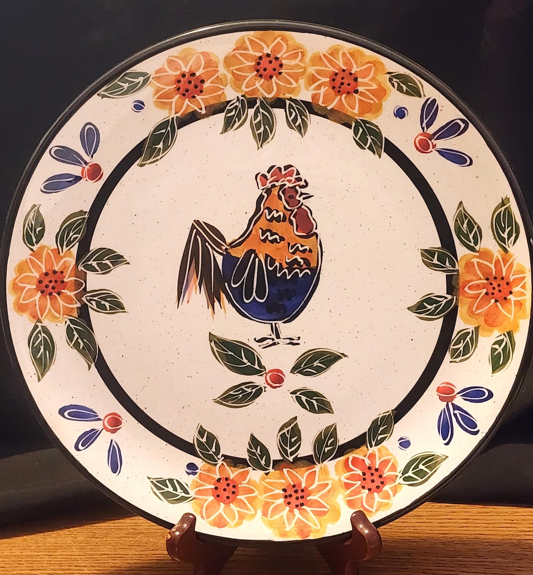 Vintage Enesco 2001 Julie Veland 10 3/4" Rooster Plate - Beautiful! - Etsy