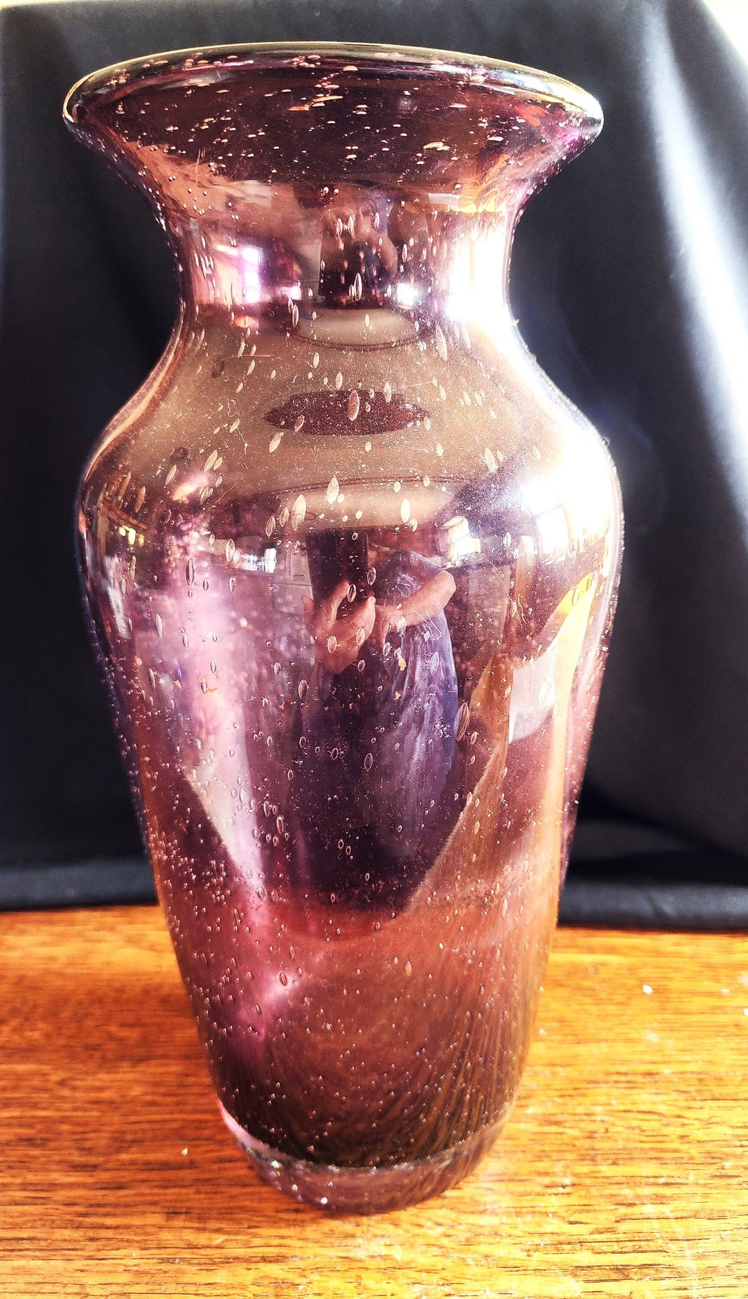 Vintage 12" Purple Bubble Glass Vase - Etsy