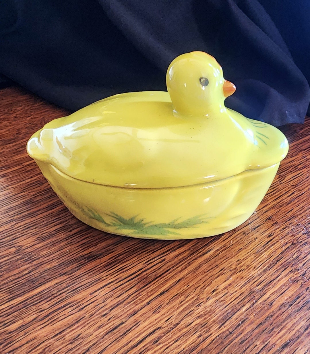 Vintage Covered Duck on Nest Trinket Box - Etsy