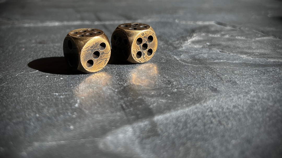 Custom Solid Heavy Brass Metal Dice Set With Distressed Aged Vintage ...