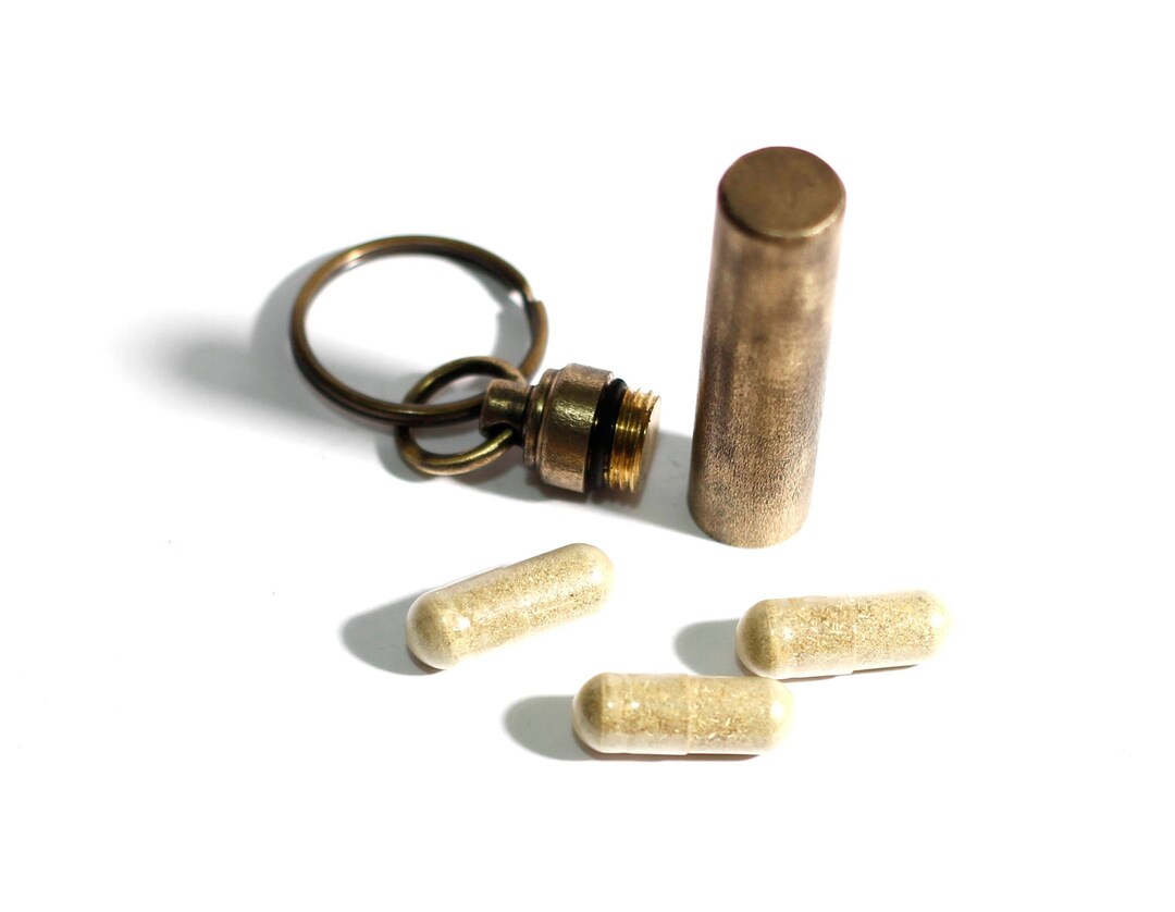 Dull Polished Distressed Solid Brass Bullet Pill Box Bottle Stash ...