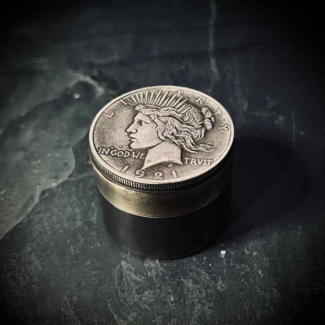Handmade Brass Stash Box: Silver Hobo Coin Peace Dollar, Lady Liberty ...