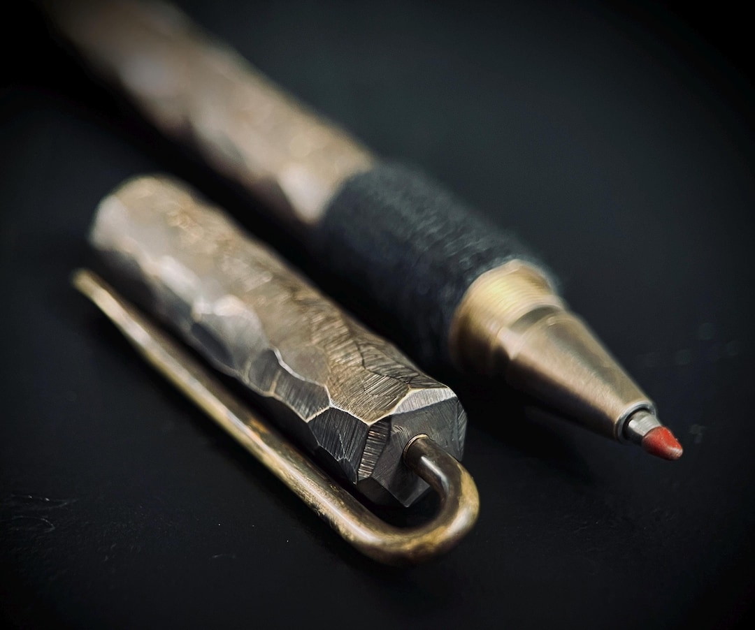 Hammered Distressed Honeycomb Pattern Ballpoint Brass Pen With Grip and ...