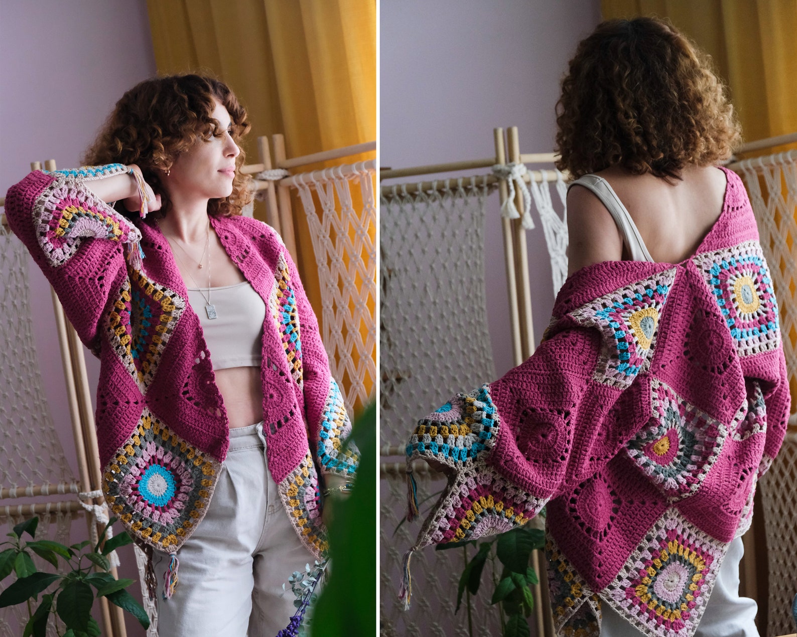 Granny Square Cardigan Handmade Cotton Cardigan Patchwork - Etsy