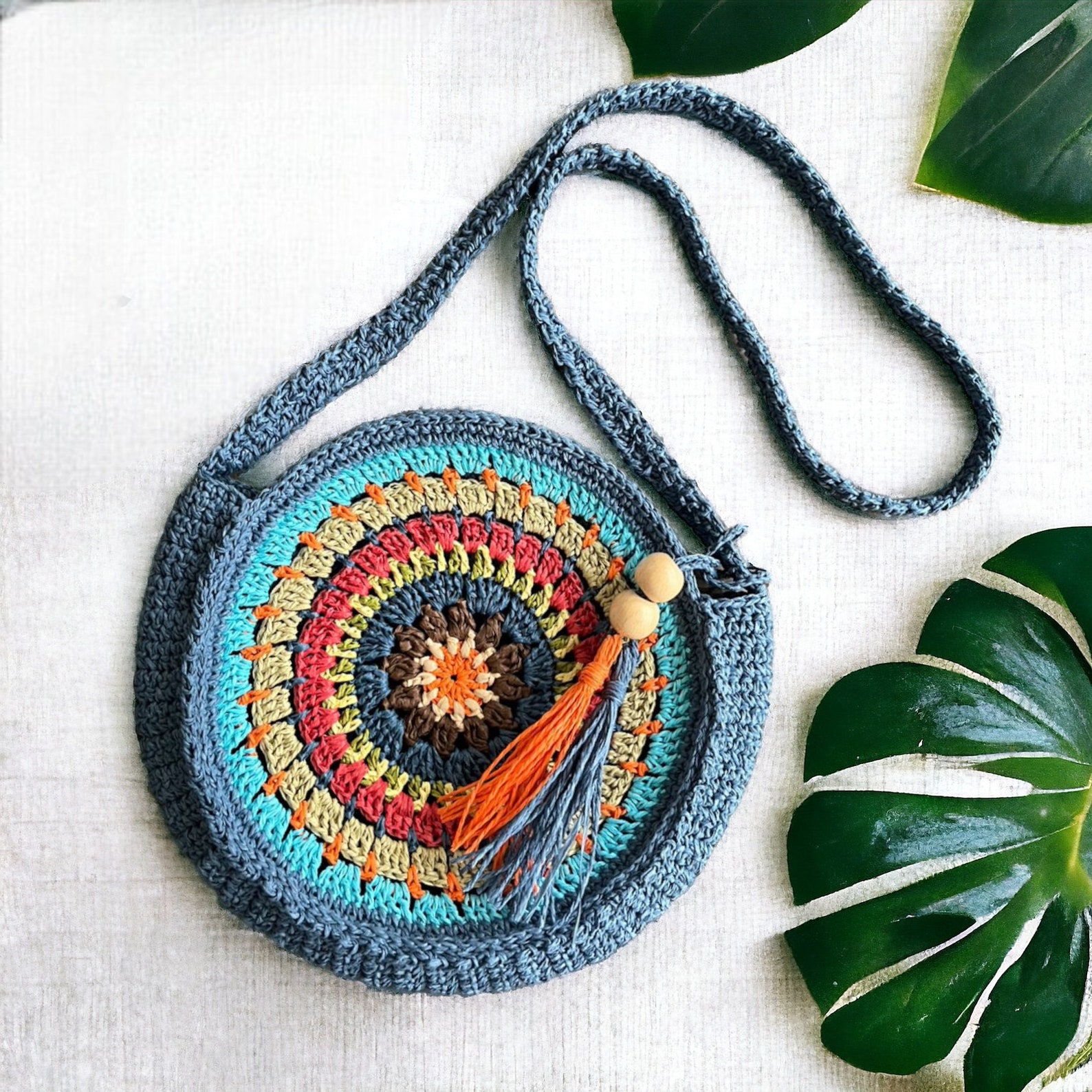 Colorful Crochet Mandala Bag, Crochet Design Shoulder Bag, Small ...