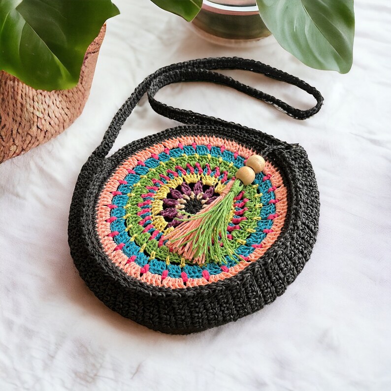 Colorful Crochet Mandala Bag, Crochet Design Shoulder Bag, Small ...