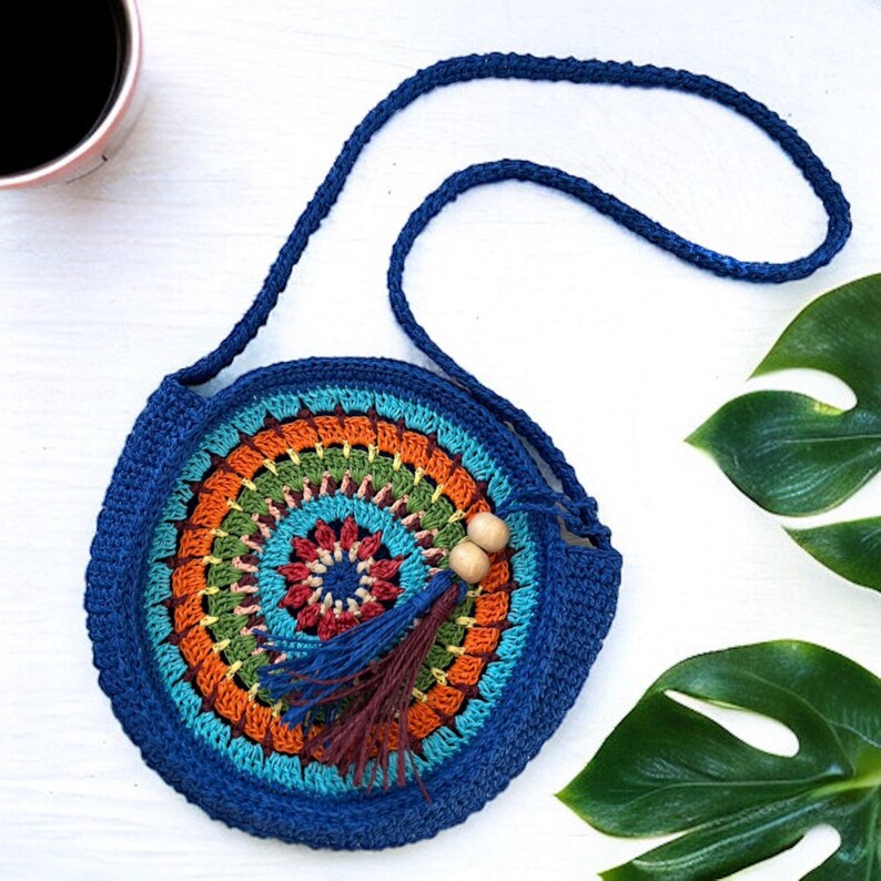 Colorful Crochet Mandala Bag, Crochet Design Shoulder Bag, Small ...