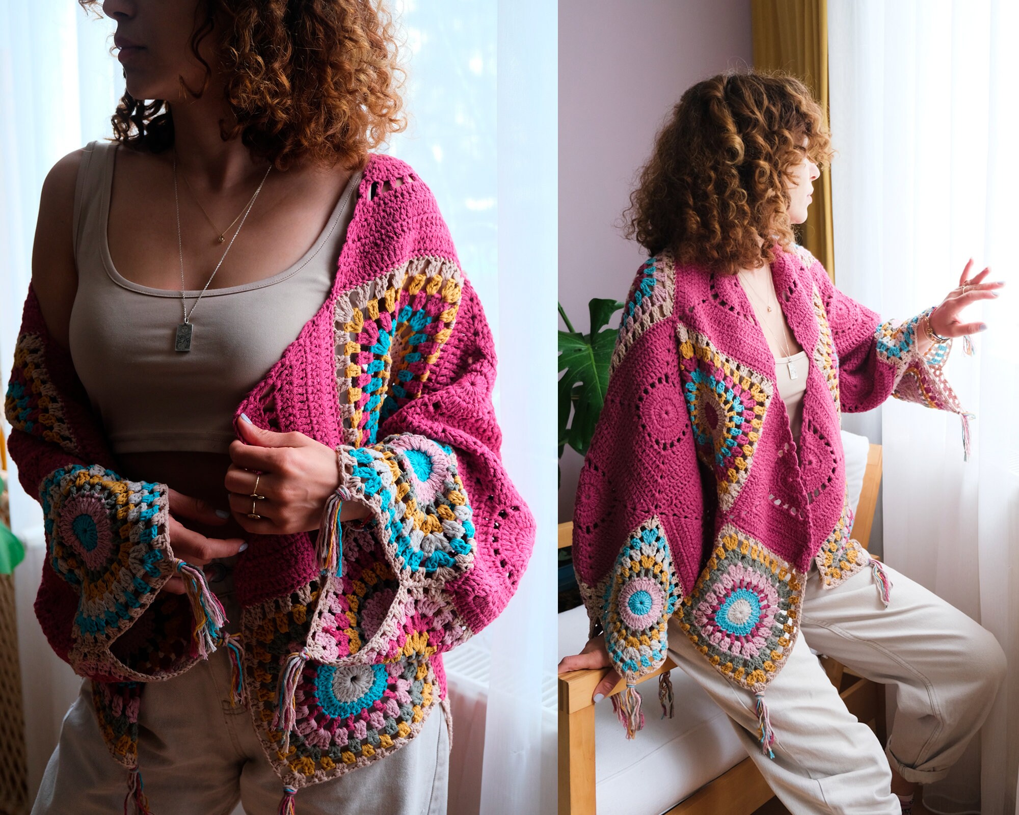 Granny Square Cardigan Handmade Cotton Cardigan Patchwork - Etsy