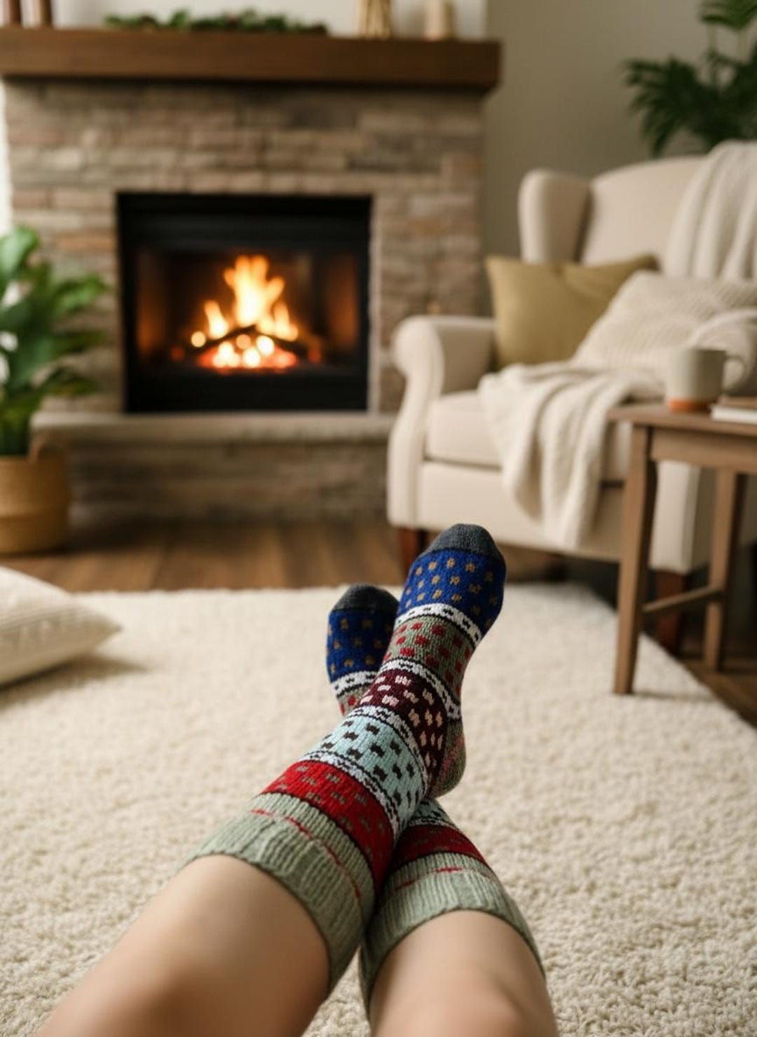 Handmade Boho Knit Wool Socks – Colorful Ethnic Pattern - Etsy UK