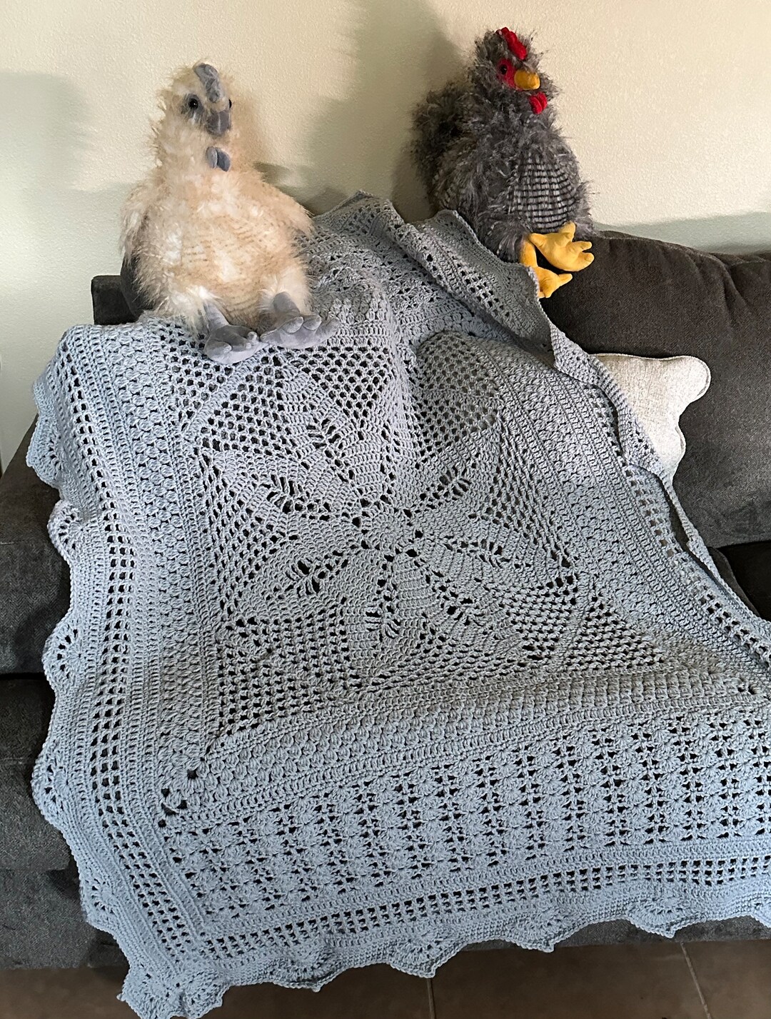 Crochet Afghan, Handmade Crochet Afghan. Silver/light Gray - Etsy