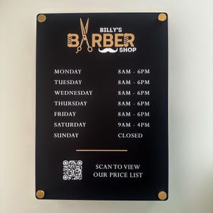 Opening Hours Sign, Custom Acrylic Business Sign, A4 Custom Acrylic ...