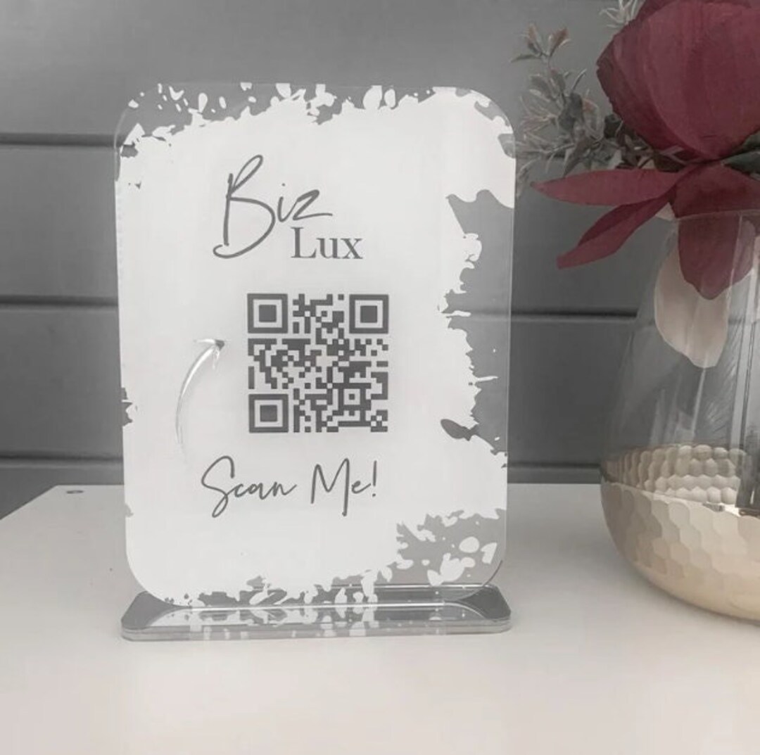 Mirror QR Social Media Acrylic Paint Splash Sign for Business ...