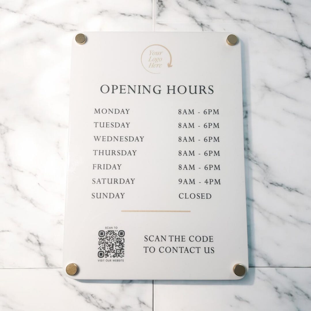 Opening Hours Sign, Custom Acrylic Business Sign, A4 Custom Acrylic ...