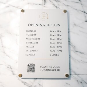 Opening Hours Sign, Custom Acrylic Business Sign, A4 Custom Acrylic ...