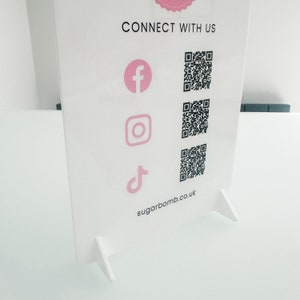 Connect With Us Multi QR Code Social Media Business Sign, Follow Us ...