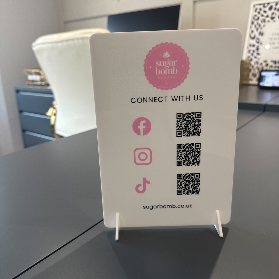 Connect With Us Multi QR Code Social Media Business Sign, Follow Us ...