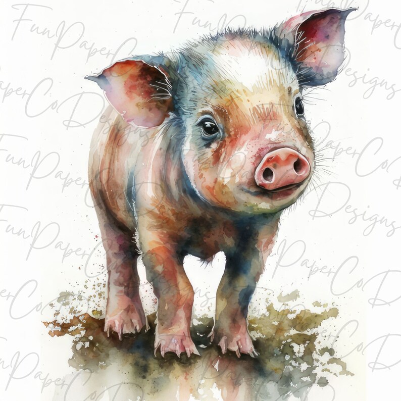 Pig Print Digital Download Pig Decor Farm Nursery Decor Cute Pig ...