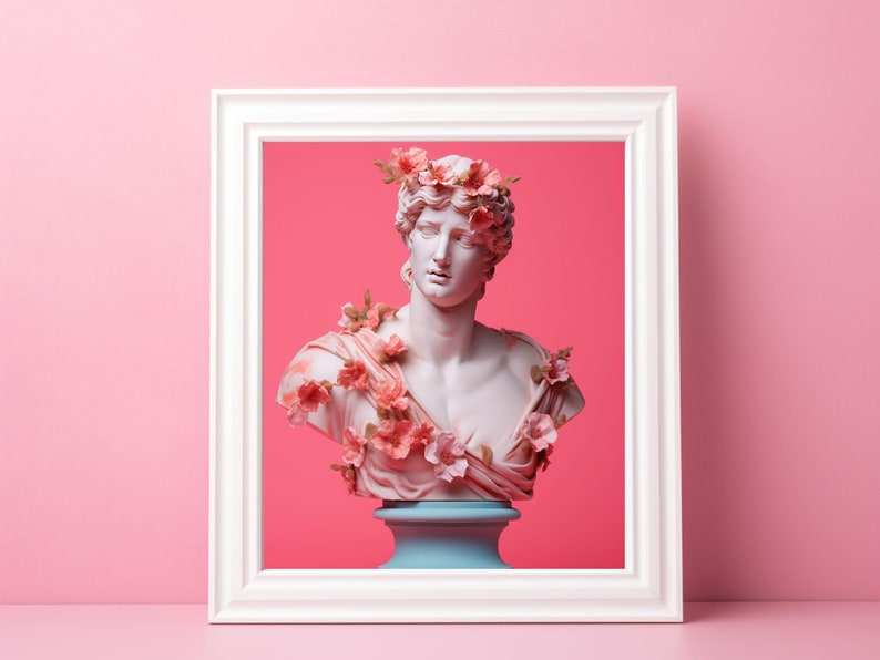 Greek Statue Print - Bust Statue | Hot Pink Wall Art | Preppy Wall ...