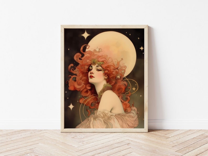 Moon Goddess Print - Whimsigoth Decor | Celestial Decor | Above Bed ...
