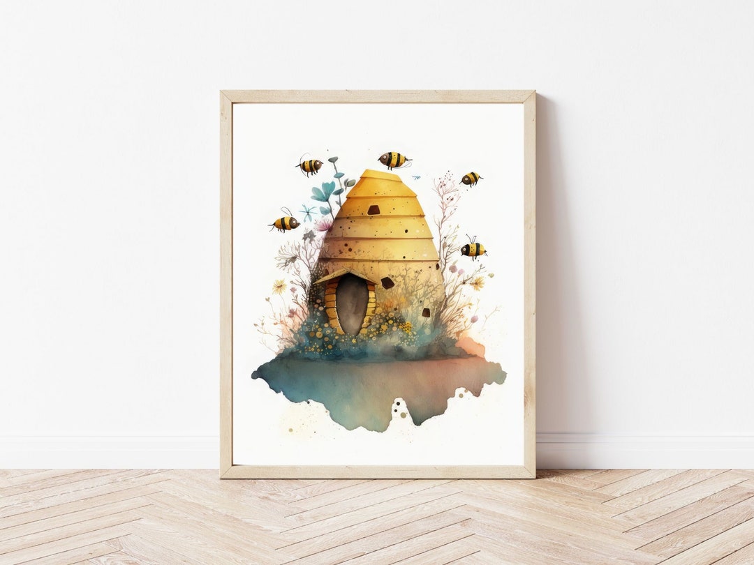 Bee Print Bee Wall Art Digital Download Bee Wall Decor Bee Nursery ...